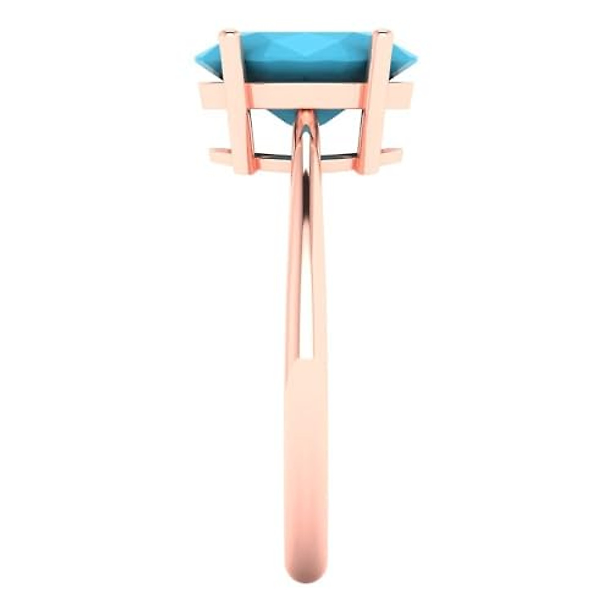 Clara Pucci 2.5ct Oval Cut Solitaire Simulated Turquoise Engagement Wedding Bridal Promise Anniversary Ring 18K Rose Gold Size 6.25