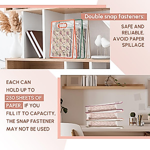 Humyoun 6 Pack Scrapbook Paper Storage Organizer with Clear Hard PVC Board 12 x 12'' Paper Storage Organizer with Handle Expandable Craft Paper Storage for Holding Scrapbook for Vinyl Paper