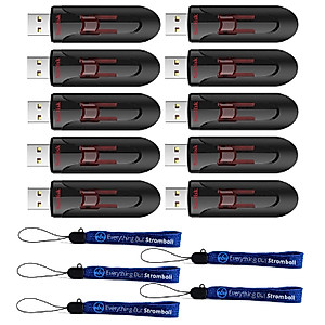 SanDisk 64GB Cruzer Glide 3.0 USB Flash Drive (10 Pack Bundle) Jump Drive Pen Drive Works with Laptop Computers with USB 2.0/3.0 Port (SDCZ600-064G-G35) Plus (5) Everything But Stromboli (TM) Lanyard