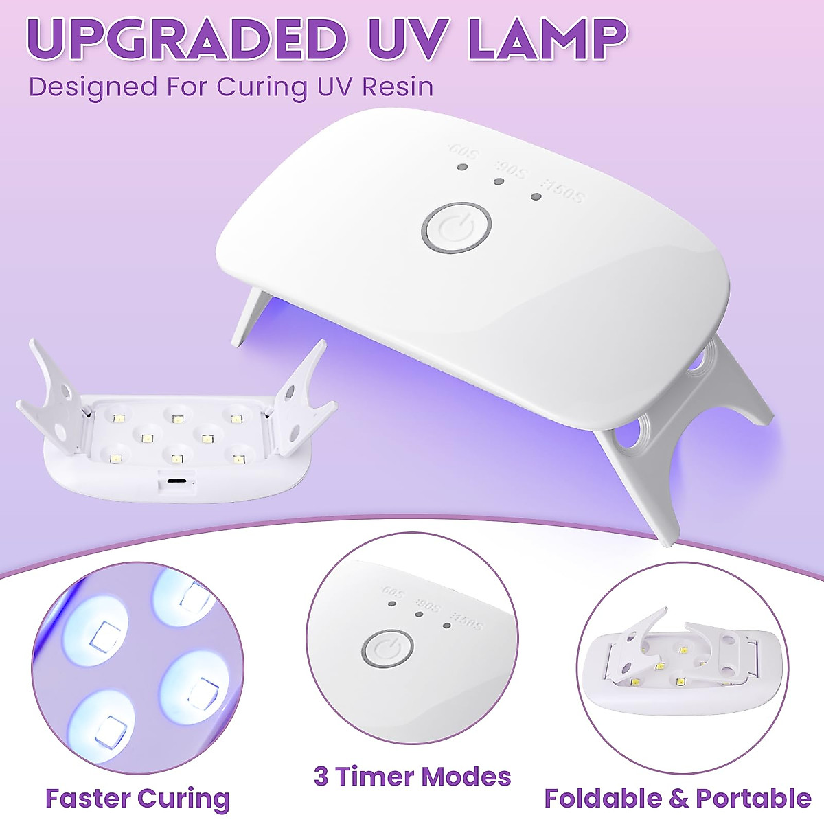 LET'S RESIN UV Resin Kit with Light,153Pcs Resin Jewelry Making Kit with 250g Crystal Clear Low Odor UV Resin, UV Lamp, Resin Accessories, Epoxy Resin Starter Kit for Keychain, Jewelry, Home Decor