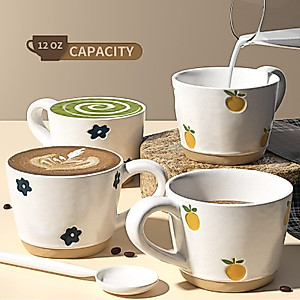 POWERWOO Coffee Mugs Set of 2, Ceramic Tea Cups for Office and Home, 2-Pack Espresso Cappuccino Couple Mugs for Birthday, anniversary and New Year gifts for women, Microwave and Dishwasher Safe Mugs