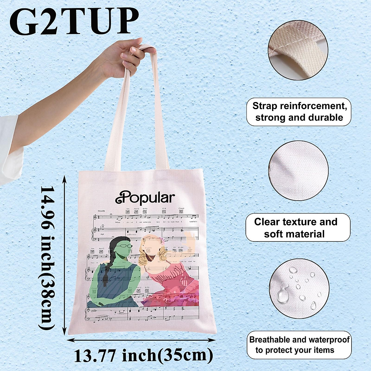 G2TUP Elphaba & Glinda Musical Tote Bag Elphaba & Glinda Fans Gift Elphaba Popular Musical Shoulder Bag Glinda Musical Merch (Popular TG)