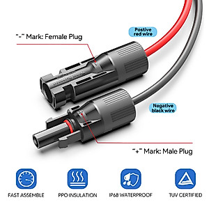 TAIFU Solar Connector to XT60 Adapter Cable 16AWG 11Ft Power Solar to XT60 Charge Extension Cord for EF ECOFLOW River 2 & Delta Series Portable Power Station for Solar Panels 60W 110W 160W 220W 400W