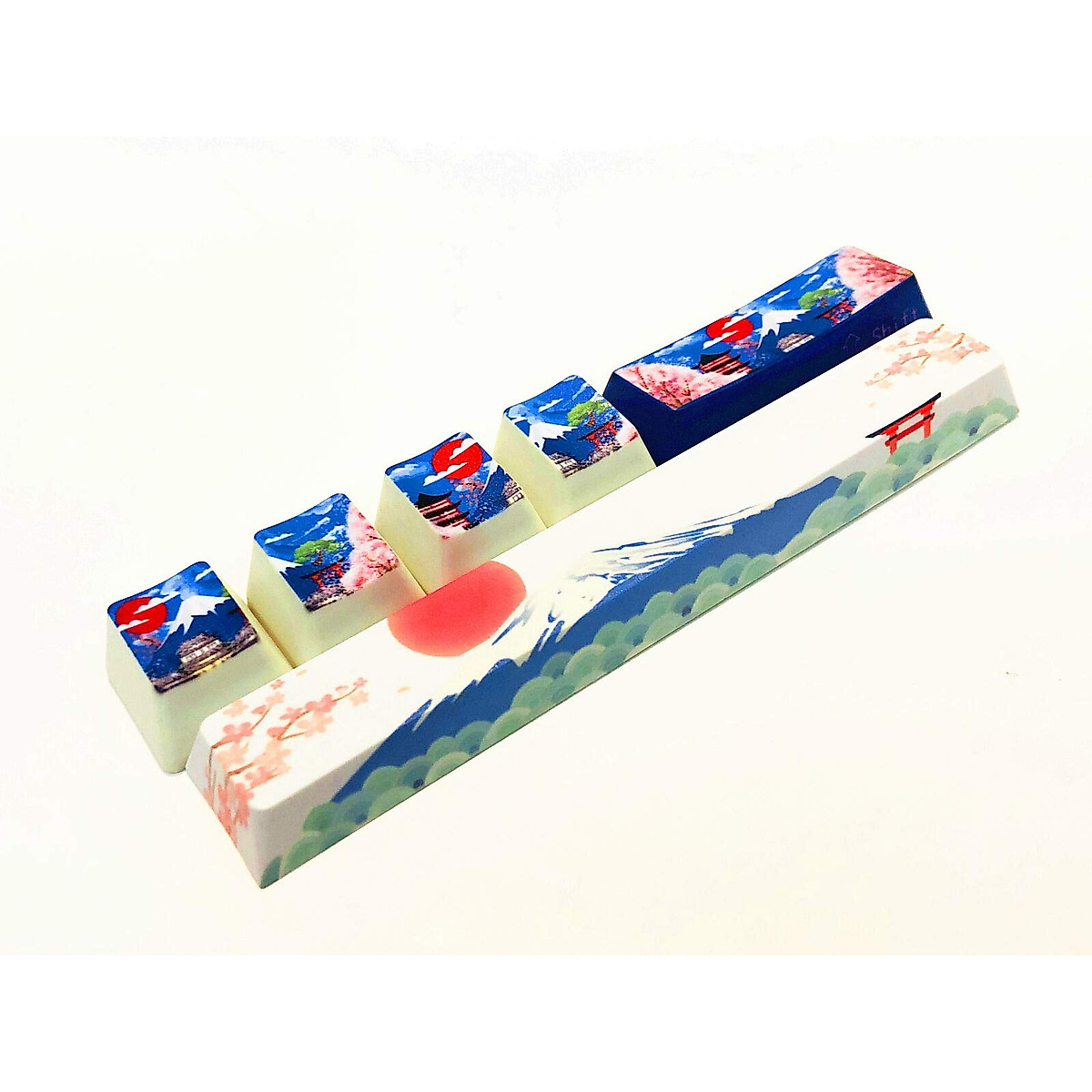 Mount Fuji Pink Sakura 6.25u Spacebar Keycap 2.75x Shift R4/ESC PBT Keyset Dye-Sublimation Artisan Switch OEM Profile for Cherry RGB MX Mechanical Gaming Keyboards (6.25x Spacebar Keycap)