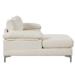 Casa Andrea Milano Modern Large BOUCLÉ L-Shape Sectional Sofa, Luxury Couch with Extra Wide Chaise Lounge, Couch for Living Room Apartment Lounge, Cream Boucle