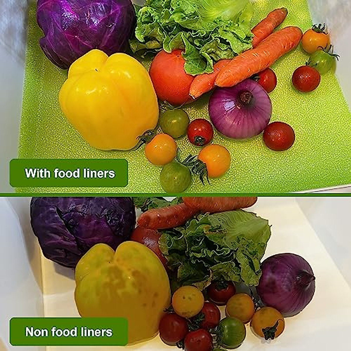 12-Pack Vegetable and Fruit Life Extender Fridge Shelf Sponge Liner, 12" x 15" Cuttable, Washable, & Reusable Refrigerator Mat, Ventilation to Keep Produce Fresh Longer Prevents Spoilage