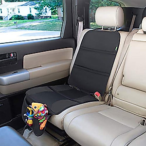 Car Seat Protector, 2 Pack Auto Seat Protectors for Child Car Seat with Thick Padding, Seat Cover Mat for Under Baby Seat to Protect Leather Seats, Black