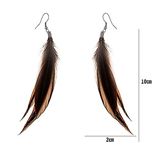 Lureme Bohemian Style Brown Feathers Dangle Earrings (02004756) (Brown)