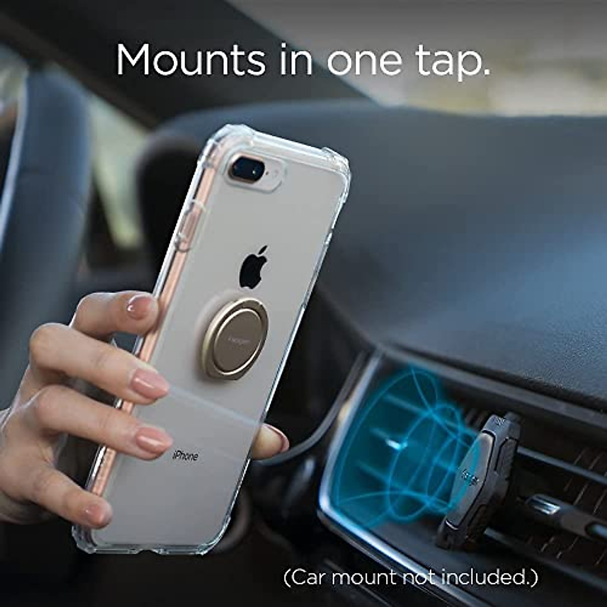 Spigen Style Ring 360 Cell Phone Ring/Phone Grip/Stand/Holder for All Phones and Tablets Compatible with Magnetic Car Mount - Champagne Gold