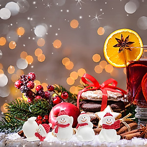 NOLITOY Micro Winter Landscape Ornaments Mini Resin Snowman Statue 4pcs Dollhouse Garden Fairy Yard Sculpture Decoration Random Style