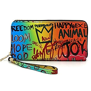 Multi Graffiti Queen Bee Stripe 2-in-1 Satchel Blue Fuchsia