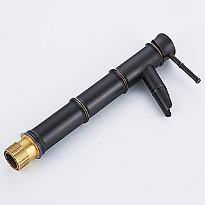 Bathroom Sink Mixer Tap Retro Black Single Lever Countertop Basin Hot and Cold Water Faucet, Tall Copper Single Hole Washbasin Faucet, Suitable for Toilet and Bathroom (A)