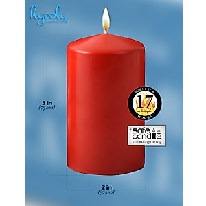 HYOOLA Red Pillar Candles 2x3 Inch - 24 Pack Unscented Bulk Pillar Candles - European Made