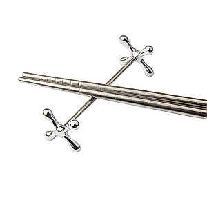 MULHUE 4 Pcs Stainless Steel Chopsticks Rest Spoons Stand Forks Knifes Holder Rack Stand Metal Craft Table Decoration (Silver)