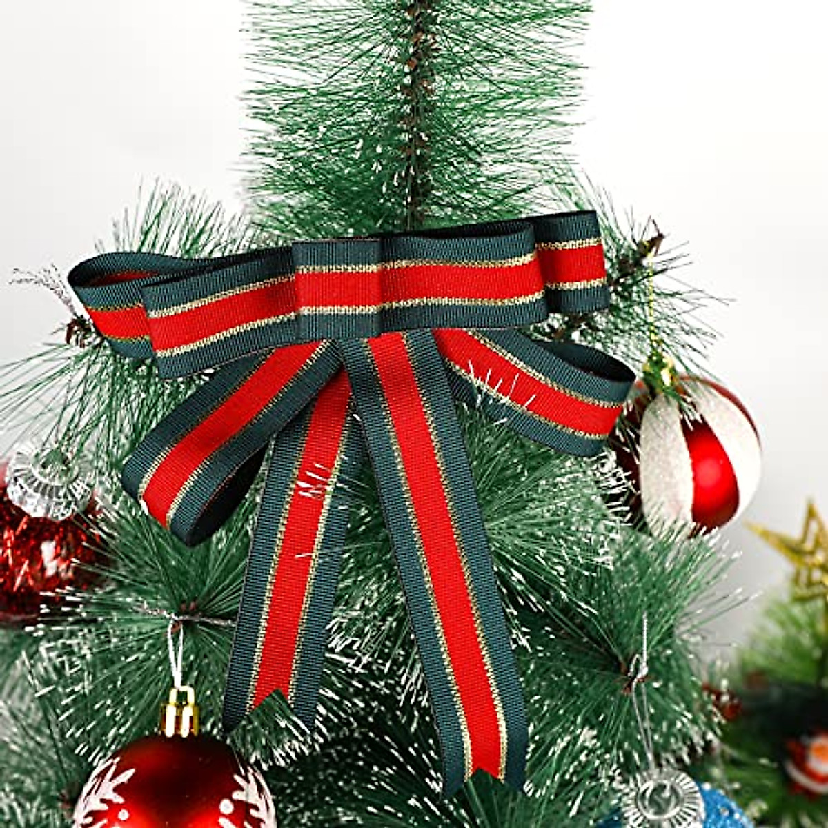 WELTOKE Christmas Ribbons Holiday Grosgrain Satin Ribbons for Christmas Gifts Wrapping Christmas Tree Decorations Festival DIY Crafts Wedding Hair Bows Party Favor(20 Pcs 3 Sizes 55 Yards)