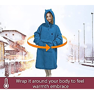 Oversized Wearable Blanket Hoodie for Women Men Comfy Sweatshirt with Giant Pocket Hooded Blanket for Adult As a Gift One Size Fits All