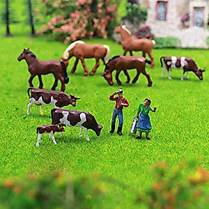 Farm Animals Figure Set,AN8706 36PCS 1:87 Well Painted Farm Animals Cows Horses Figures for HO Scale Model Train Scenery Layout Miniature Landscape New