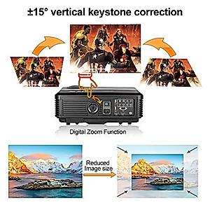 Digital Phone Projector, 7500lm 1080p Full HD Projector with HDMI, USB, VGA Multimedia HD Video Projector for Movie Night TV Gaming Drawing Party Gift, Keystone, Zoom, Home Outdoor Theater Proyector