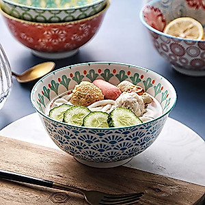 Farielyn-X 6 Pack 24 Ounce Premium Porcelain Bowls Set - Great Cereal Bowls, Salad, Rice, Pasta or Soup Bowls - Large Capacity - Microwavable Ceramic Bowls - Heat and Cold Resistant Porcelain