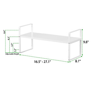 SOFRON Expandable Cabinet Storage Shelf Stackable Organizer Rack for Kitchen Bathroom Pantry Spice Cupboard Countertop Home Office Desk Heavy Duty Nonslip White Small 1 Pack