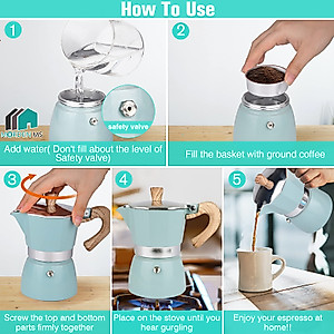 MORDEN MS Moka Pot Stovetop Espresso Maker 3 Cup - 5 oz Italian Coffee Maker, Manual Cuban Coffee Percolator Machine Italian Espresso Greca Coffee Maker for Cappuccino or Latte