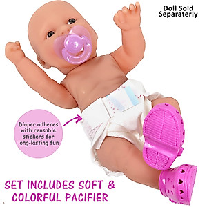 Click N' Play Baby Girl Doll Caring and Feeding Accessories Set (Doll not Included) - Doll Accessories - Baby Doll Stuff - Baby Doll Bottles with Disappearing Milk - Baby Doll Accessories Set, Pink