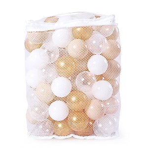 Realhaha Ball Pit Balls 100 Play Balls Plastic Balls for Baby Girls Toddlers Kids Play Tent Pool Playhouse Playpen Party Decoration, Gold Milktea White