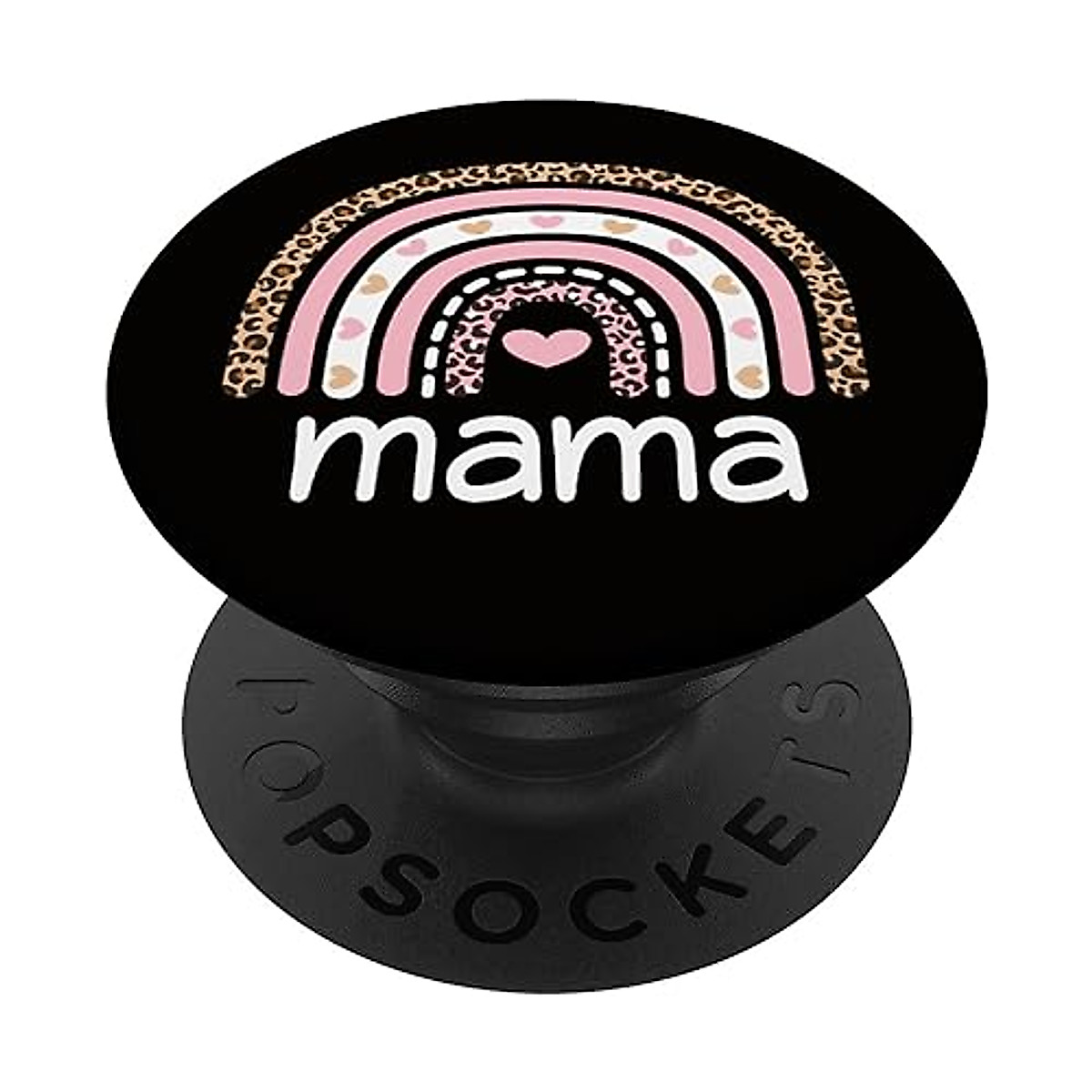 Cute Pink Heart Mama Rainbow Leopard Print Mom Cheetah Black PopSockets Standard PopGrip