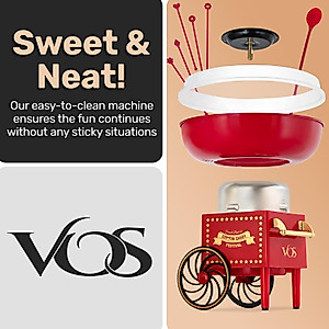 Cotton Candy Machine Kit - Red Retro Cotton Candy Maker, Effortless Home Sugar Candy Maker Machine with Comprehensive User-Friendly Guide, Ideal for Parties & Fun Gatherings