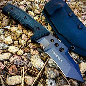 S.S. Fixed Knives Hunt-Down 10'' Stainless Steel Blade Full Tang Hunting Survival Fixed Blade Knife With Black Sheath