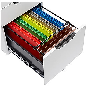 Amazon Basics 3 Drawer Mobile File Cabinet With Lock, White, 20.71" D x 15.51" W x 24.29" H