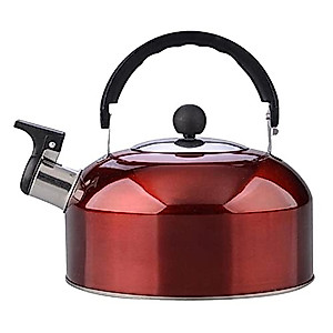 Teapot for Stovetop 3L Stainless Steel Whistling Kettle With Handle Large Capacity Tea Kettle Simple Solid Color Water Kettle Heat Water Tea Kettle (Color : Red, Size : 18.5 * 19cm)