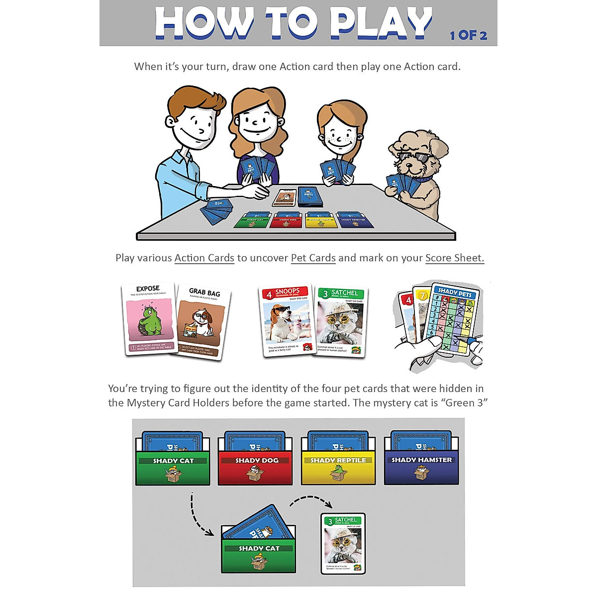 Shady Pets Card Game - Fun Family Card Game for Teens, Adults, and Kids, 2-6 Players, Gift Idea, Perfect for Game Night, Birthday, Travel, and Parties