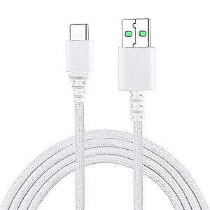 HUYUN USB C to USB Data Charging Cord Compatible for Razer Viper V2 Pro/DeathAdder V3 Pro/Basilisk V3 Pro Wireless Gaming Mouse Adapter (White)