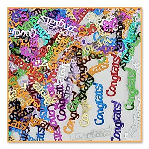 Beistle Multicolor Congrats Confetti 0.25" x 1.5"