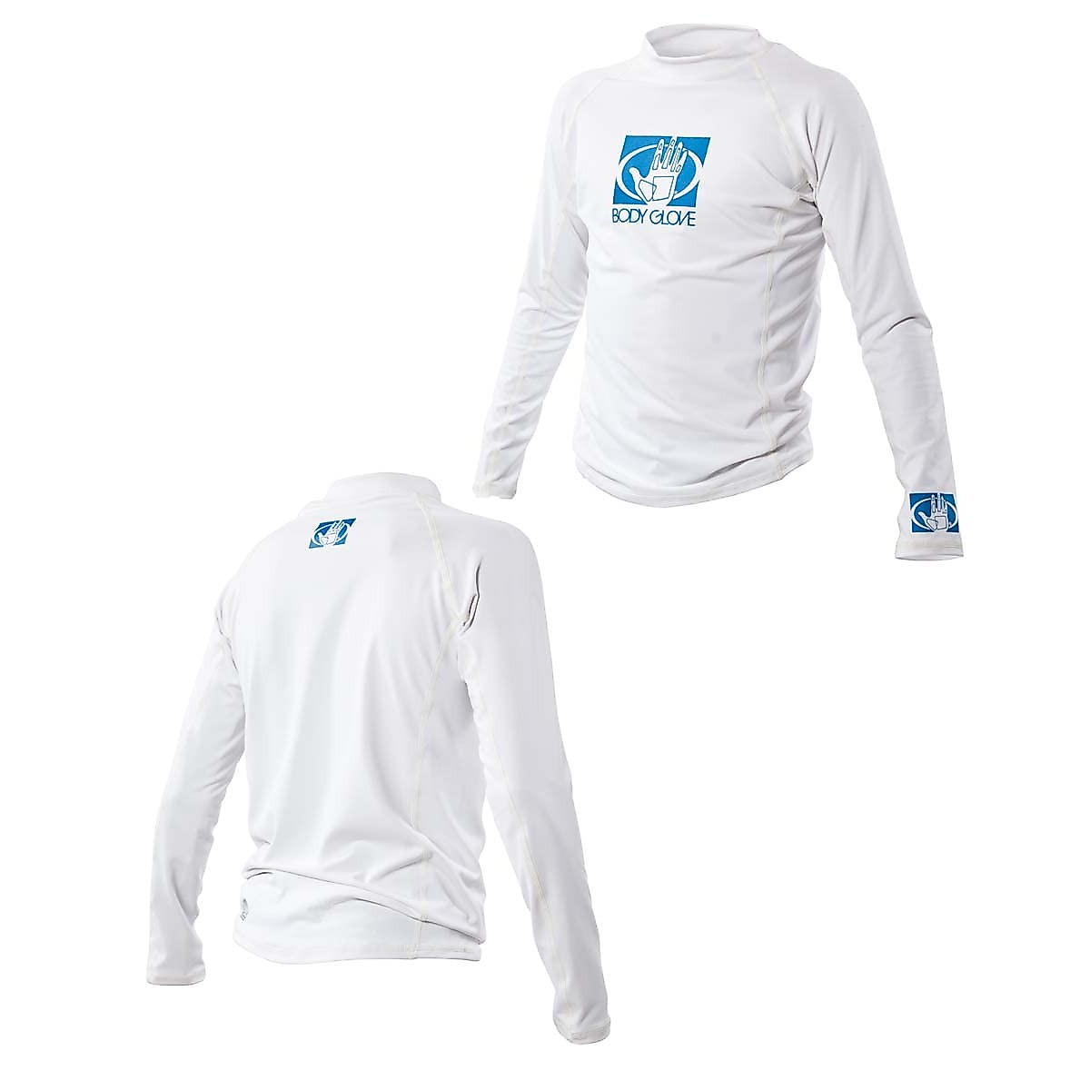 Body Glove Wetsuit Junior Basic Fitted Long Arm Rash Guard, White, 10