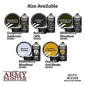 The Army Painter GameMaster - Terrain Sealer: Matt Sealer, (10 Ounce) - Matte Spray Paint Primer with Matte Filler Primer for Crafts, Dungeon Dragon Terrain Tiles, & Tabletop Wargaming Scenery.