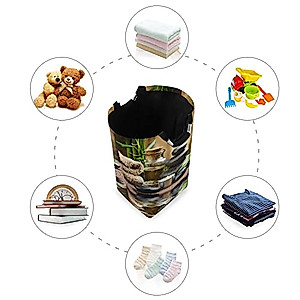 Kigai Zen Basalt Stones on Wood Laundry Baskets Collapsible Large Storage Laundry Baskets,Storage Basket with Handles Clothes Organizer