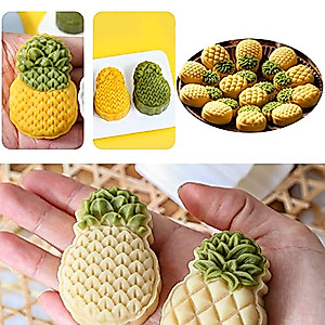 2 Set Pineapple Plastic Mooncake Mold Pineapple Lotus Stamp Hand Press Moon Cake Mould Pineapple Mooncake Cookie Cutter Bakeware Tools