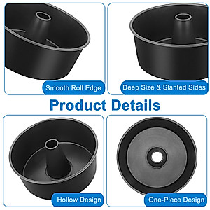 TeamFar 10 Inch Angel Food Cake Pan, Non-Stick Coating Stainless Steel Core Pound Cake Pan with Tube, for Home/Kitchen, Healthy & Heatproof, One-piece & Hollow Design, Release& Clean Easily