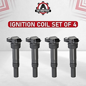 Ignition Coil Pack Set of 4 - Compatible with Hyundai & Kia Vehicles - 1.4L, 1.6L, 1.8L, 2.0L, 2.4L - Elantra, Tucson, Forte, Soul - Replaces UF651, C1804, 27300-2E000, 5C1861, 1788511