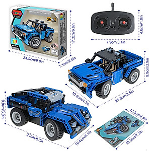 Kidpal STEM Building Toys for 6-12 Year Old Boys, 2-in-1 Technic Remote Control Car Building Kits for Kids 8-12, Erector Set Pickup Truck Build Set Model for 6 7 8 9 11 12+ Years Old Boys Girls