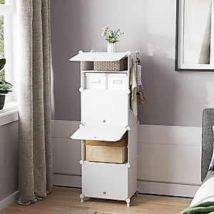 AWTATOS Shoe Rack, 4 Tier Shoe Storage Cabinet with Door, 16 Pair Shoe Organizer Shelves for Closet Hallway Bedroom Entryway, White