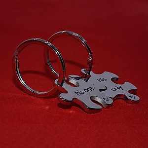 omodofo Puzzle Piece Keychains Set of 2 Gay Boyfriend Couples Jewelry LGBT Lesbian Girlfriend Valentines Day Wedding Gifts (His One & His Only (Keychain))