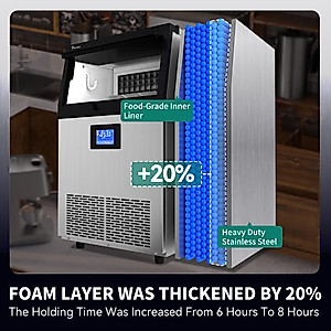 YITAHOME Upgraded Commercial Ice Maker Machine, 120LBS/24H Ice Maker with 33LBS Storage Bin, LCD Panel with Blue Light & Stainless Steel Scoop for Restaurant, Home, Bars, Coffee Shop(40PCS)