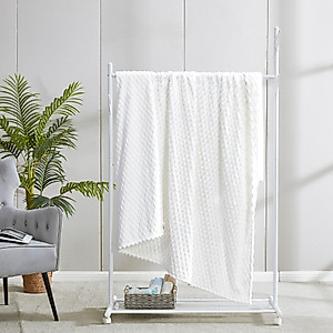 DREAMNINE Decorative Soft Plush Fleece Throw Blanket for Couch Sofa 50" x 60", Luxury Shaggy Lightweight 3D Pattern Velvet Flannel Blanket for Bedroom, Solid Cute Warm Lap Blanket for Winter Pet,White