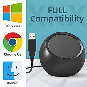 XKX [Single] USB Computer Speakers for Desktop, PC, Laptop, Small Plug-N-Play Speakers with Crystal-Clear Sound, Loud Volume, Rich Bass, Compatible with Windows/macOS/ChromeOS/Linux