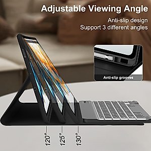 YEHOBU Galaxy Tab S8+/S7 FE 2021/S7 Plus 2020 Case, Detachable Bluetooth Backlit 12.4" Keyboard Protective Cover with S Pen Holder, Black(Tab Not Included)