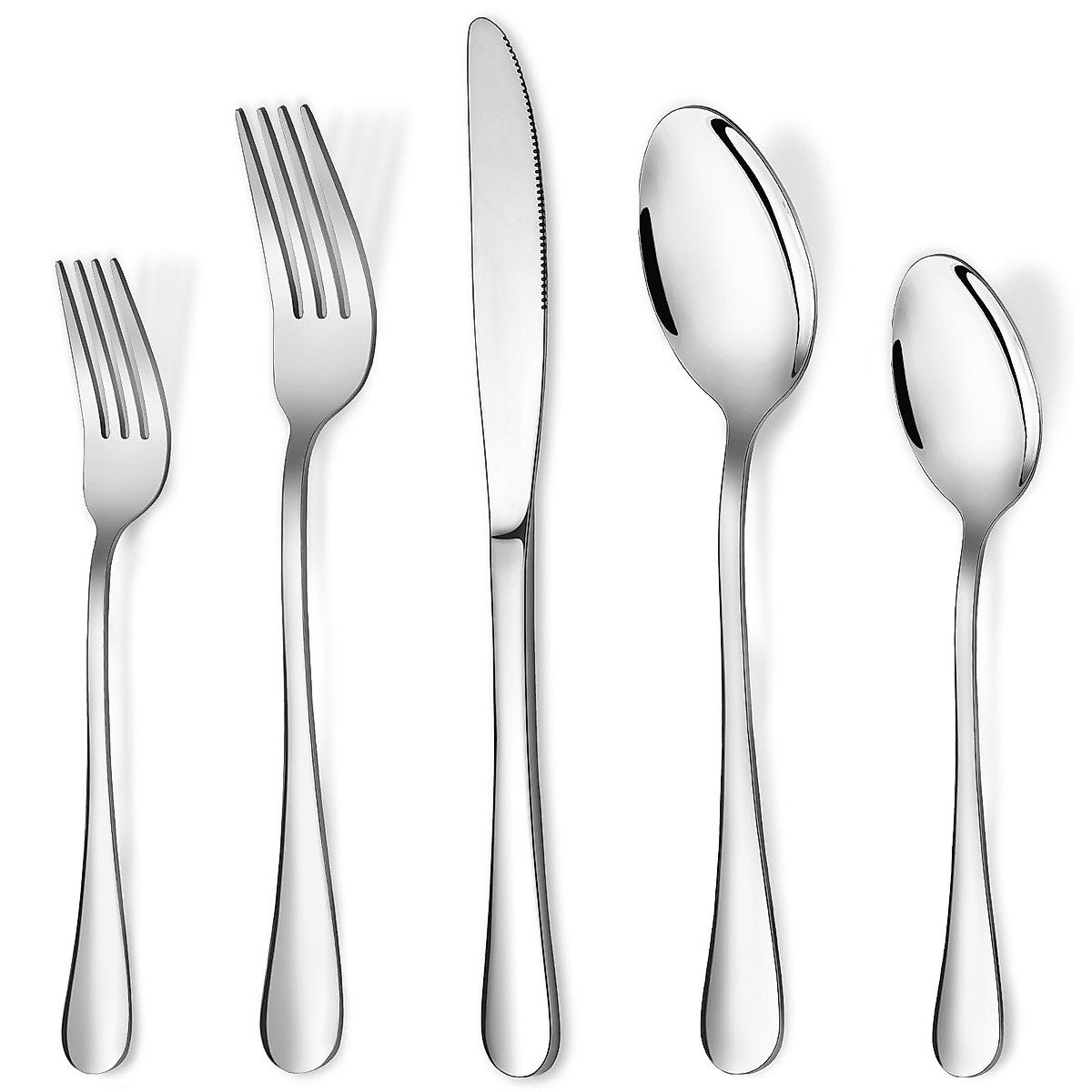 20 Piece Silverware Set, Stainless Steel Flatware Utensil Sets for 4, Silver Cutlery Set Includes Forks Spoons Knives, Mirror Polished, Dishwasher Safe