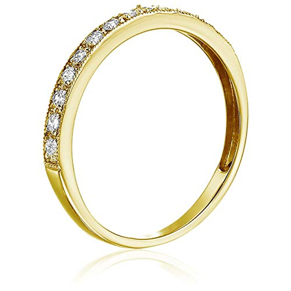 VIR JEWELS 1/4 carat (ctw) Diamond Wedding Anniversary Band for Women, Half Eternity Round Diamond Engagement Ring 14K Yellow Gold Prong Set with Milgrain 0.25 cttw, Size 5.5